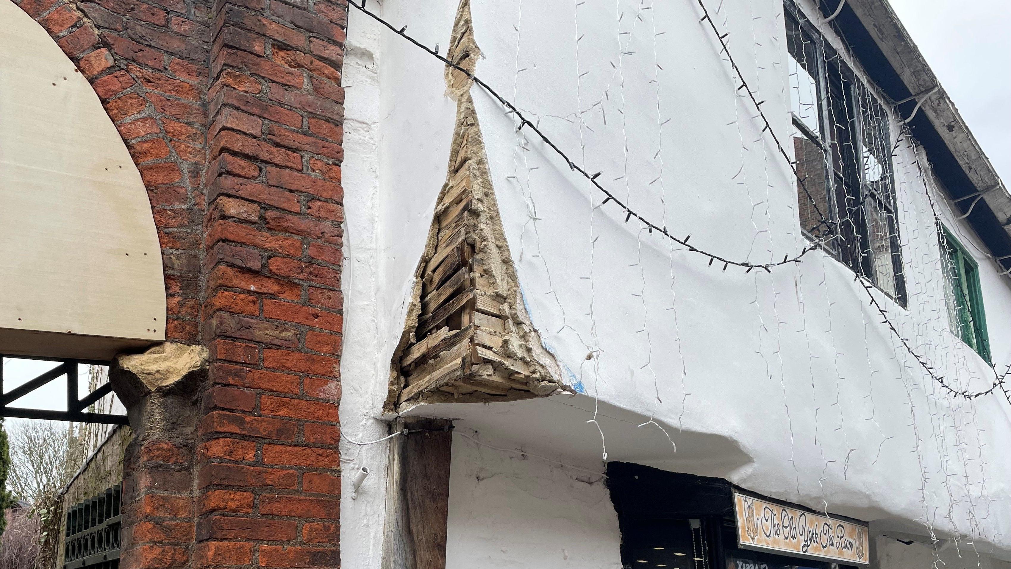 Medieval row of shops damaged by lorry