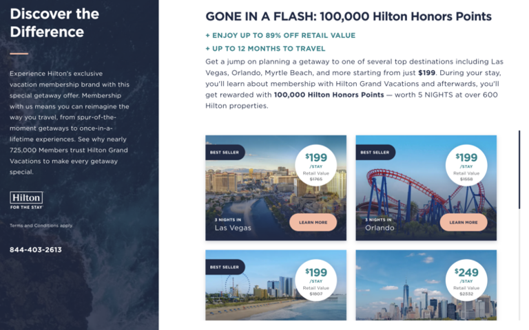 New Hilton timeshare offers: stays from $199, plus earn up to 150K points