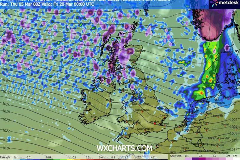 UK snow forecast map shows eight days of wintry weather in -2 freeze