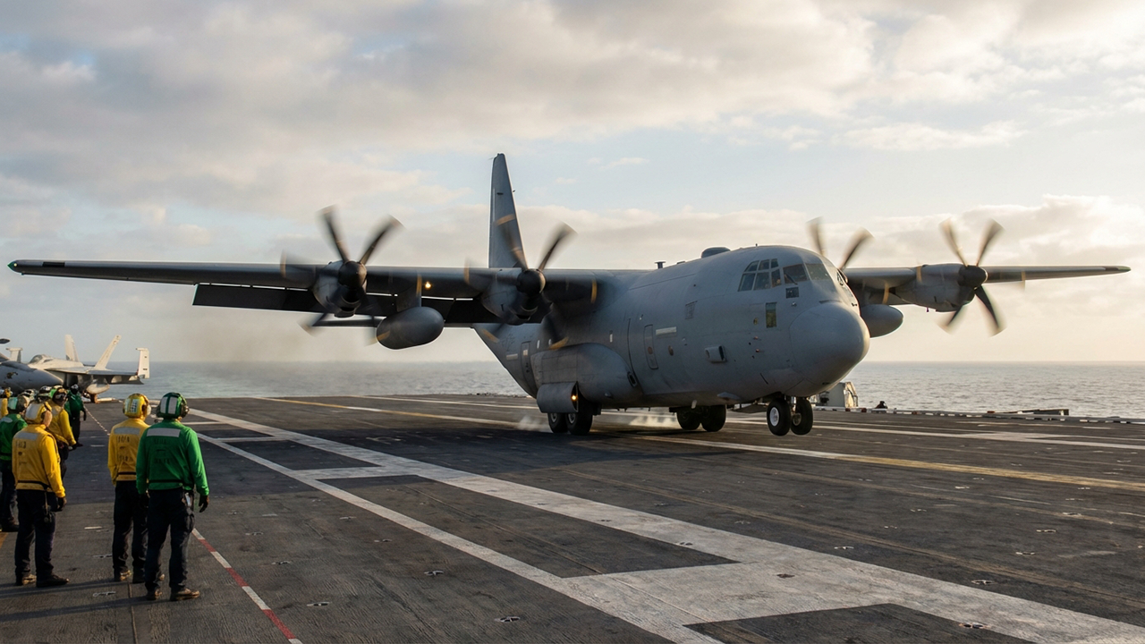 The day the largest plane ever landed on an aircraft carrier