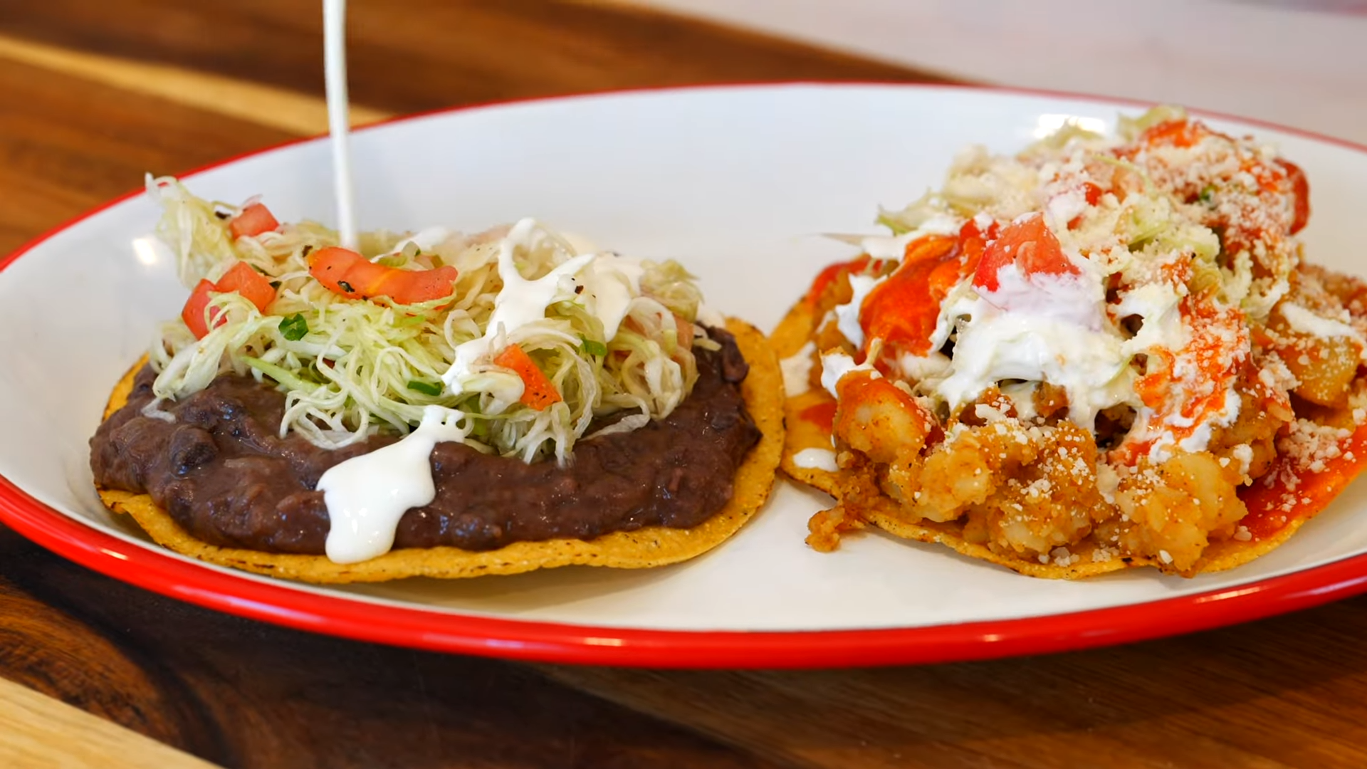 Quick Mexican potato and bean tostadas for dinner