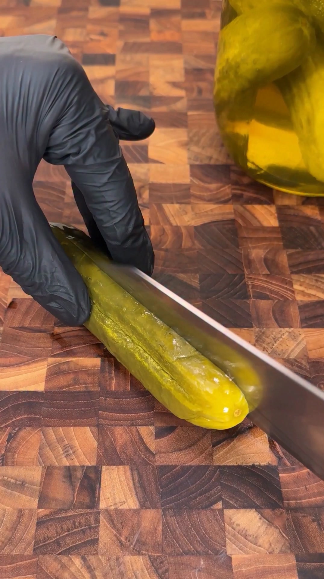 Making pickle bun hotdogs