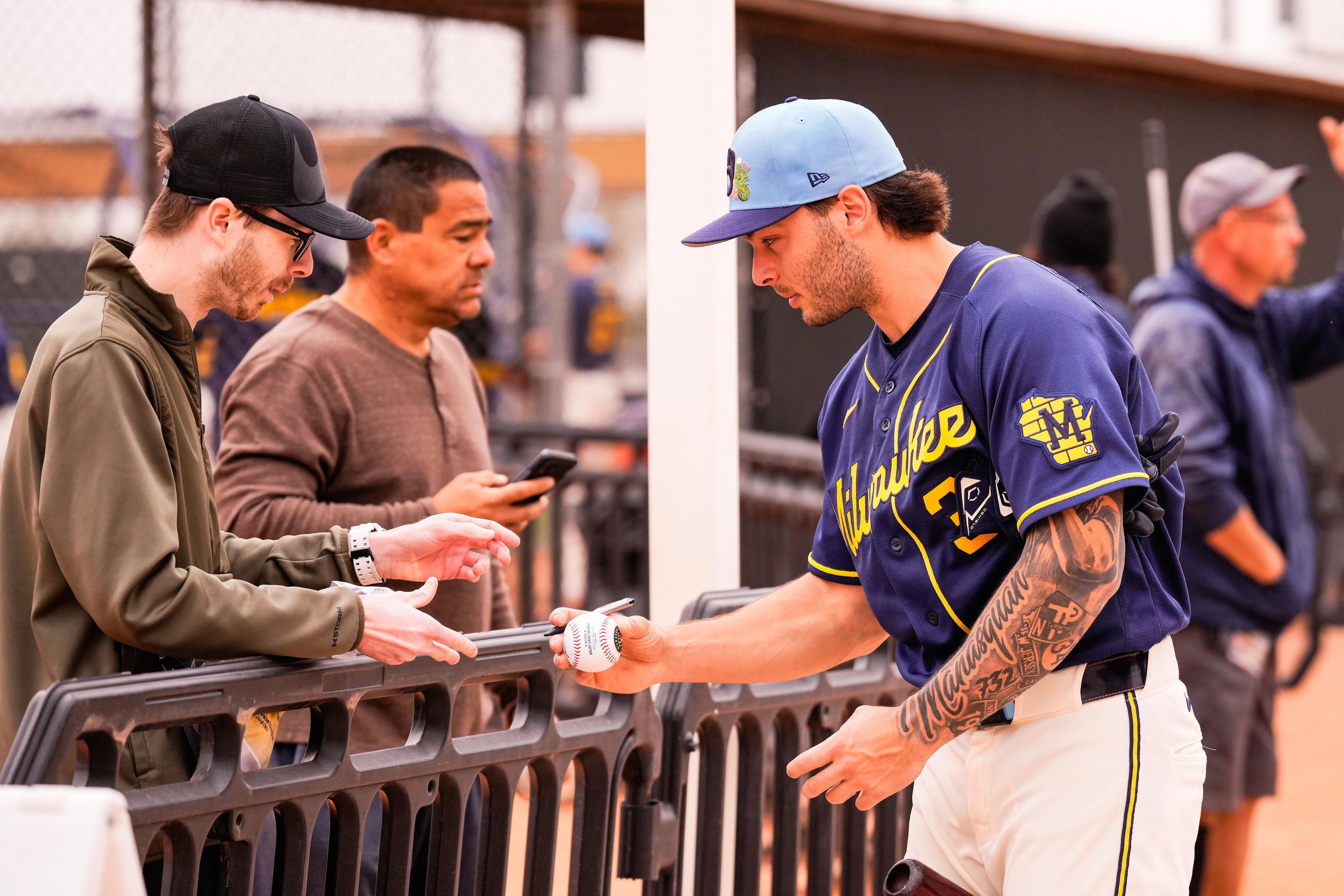 This Jersey Shore Brewers rookie has a huge Springsteen Sinatra tattoo