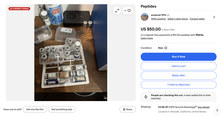 Ebay is selling a cornucopia of Russian peptides