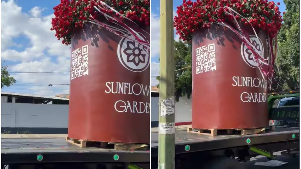 ¿Nueva moda? Captan otro ramo gigante de 3 mil rosas