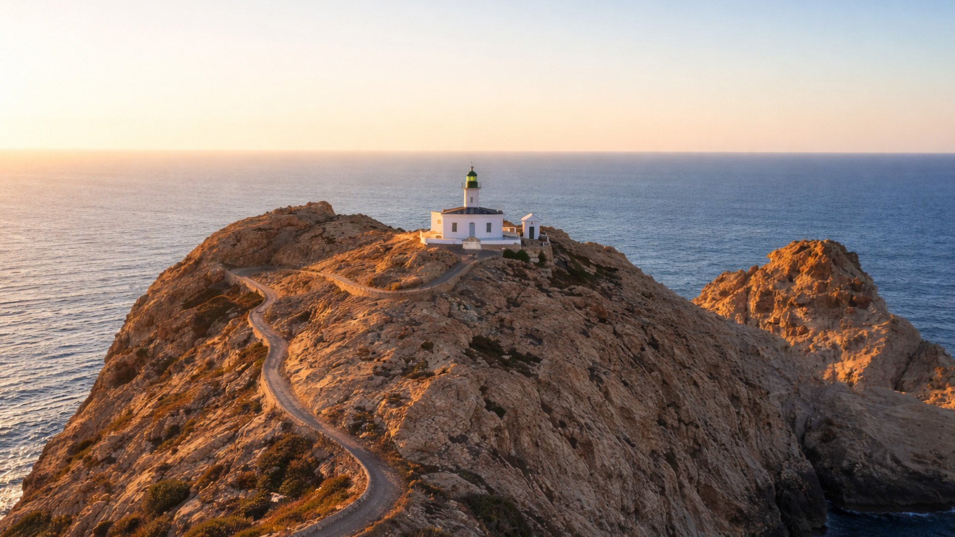 The narrow road leading to this isolated lighthouse