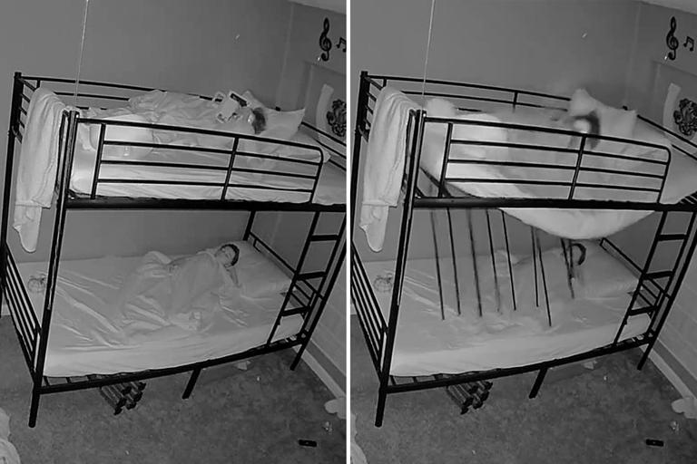 Final Destination-like video shows top bunk collapse, nearly impale boy ...
