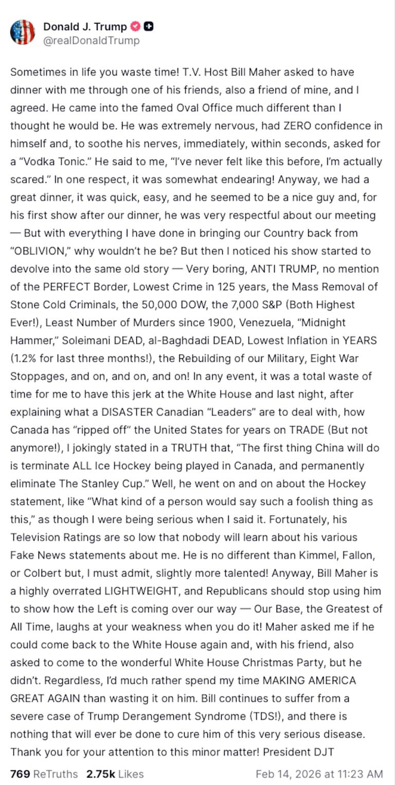 Bill Maher blasts Trump as 'break-up' turns brutal