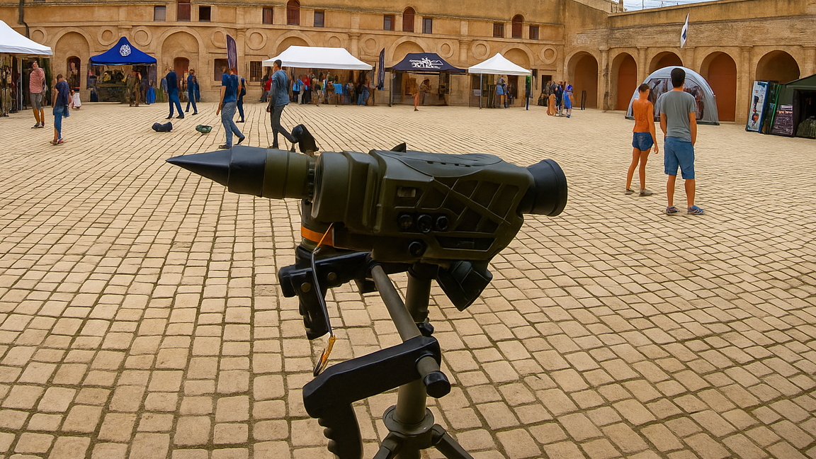 Walking inside a French military courtyard