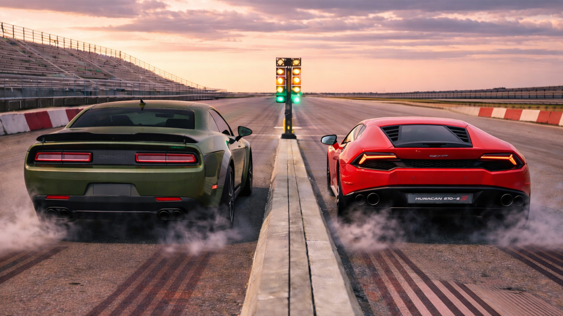 840 HP Dodge Demon vs Lamborghini Huracan LP610-4 drag race