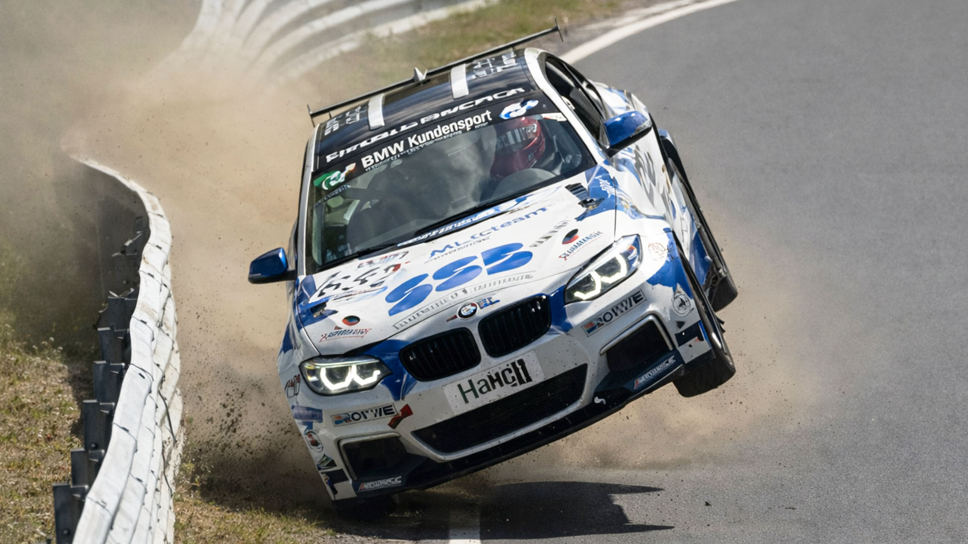 Hard corner mistake sends car into barrier