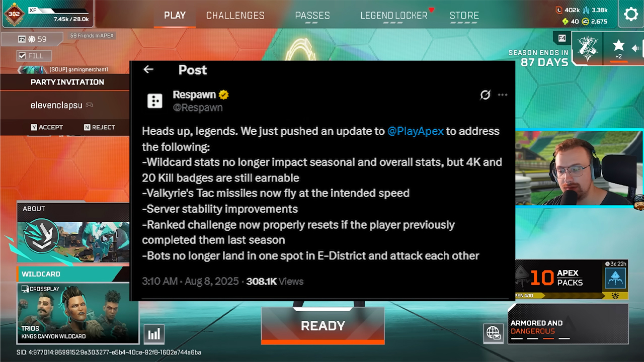 Apex Legends wildcard update: What happened to badges and stats?
