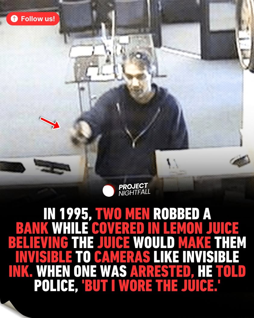 But I wore the juice! Invisible robber caught smiling on camera!