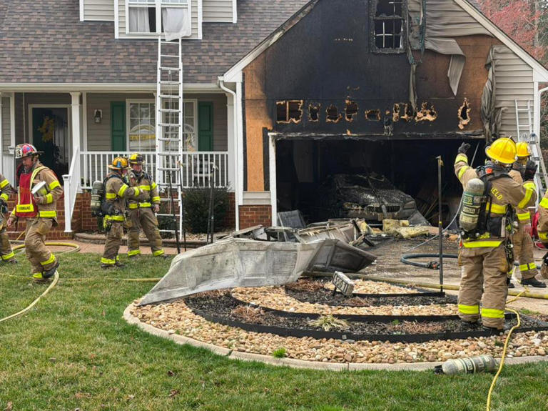 Photos: Chesterfield Fire and EMS battle garage house fire