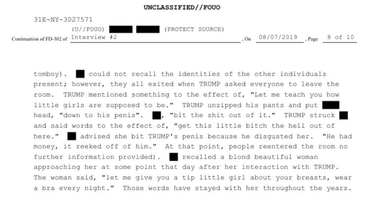 DOJ sitting on documents involving 13-year-old Trump accuser