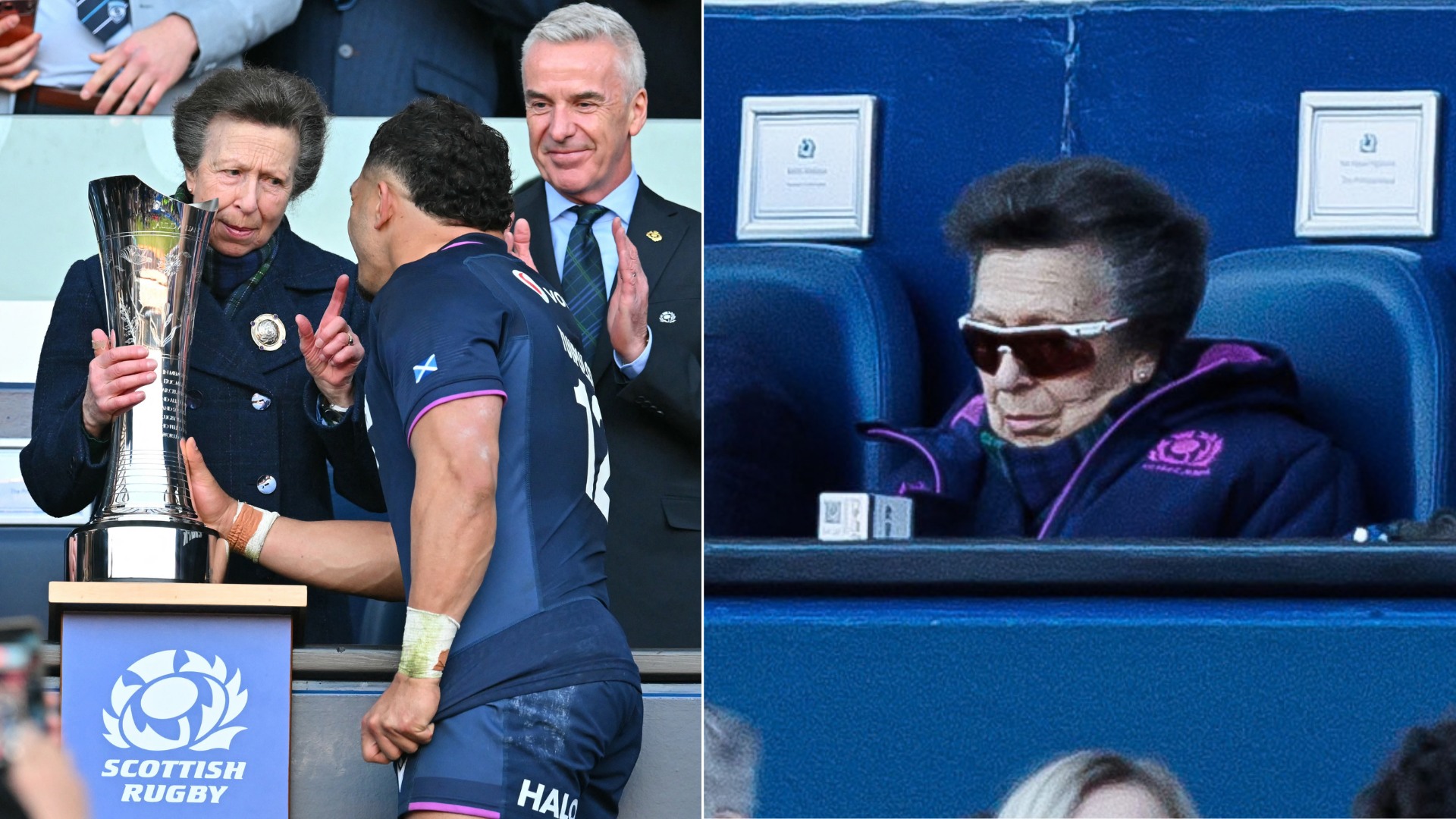 Princess Anne shows her cheeky side as she goes in for a hug during ...