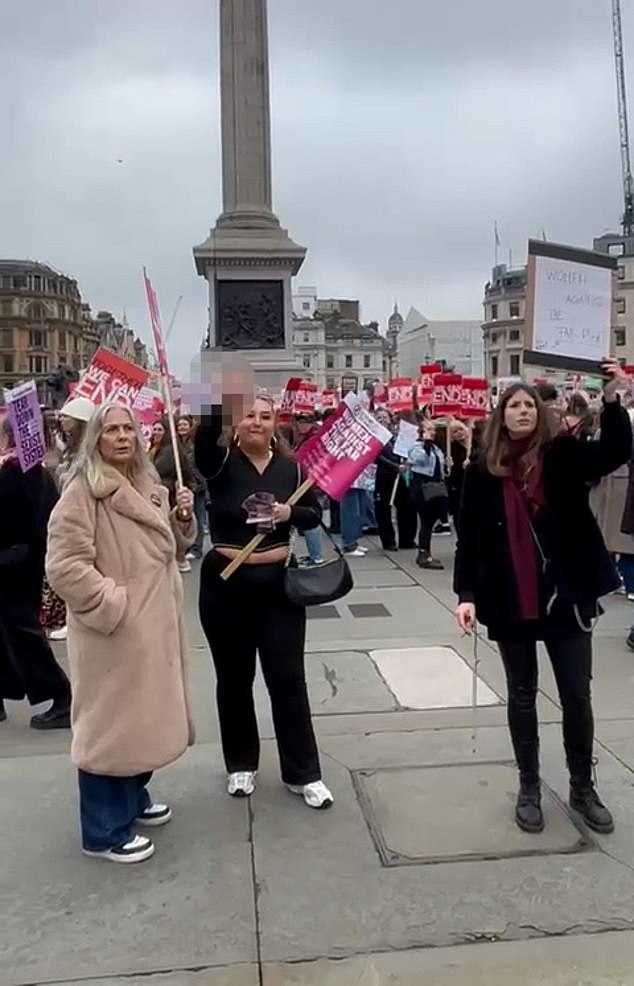 Moment women's rights activists swear at protesters demonstrating ...