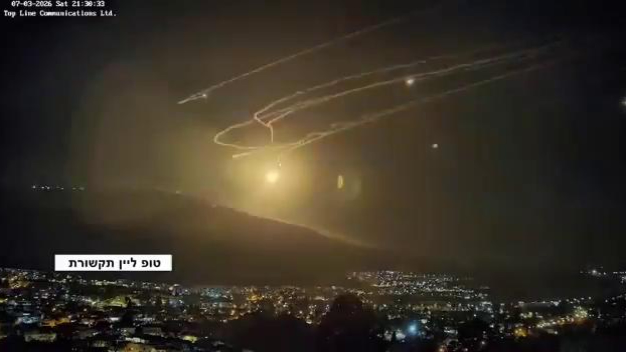 Le immagini della battaglia dei missili nei cieli di Kiryat Shmona