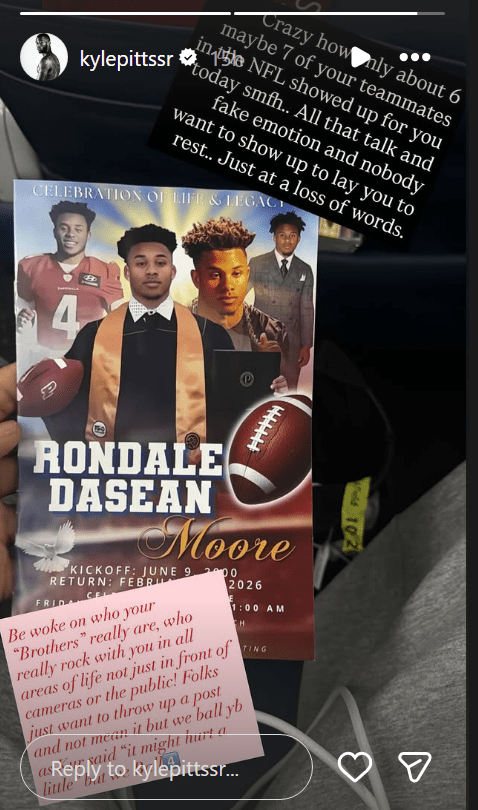 Kyle Pitts rips NFLers who skipped Rondale Moore’s celebration of life ...