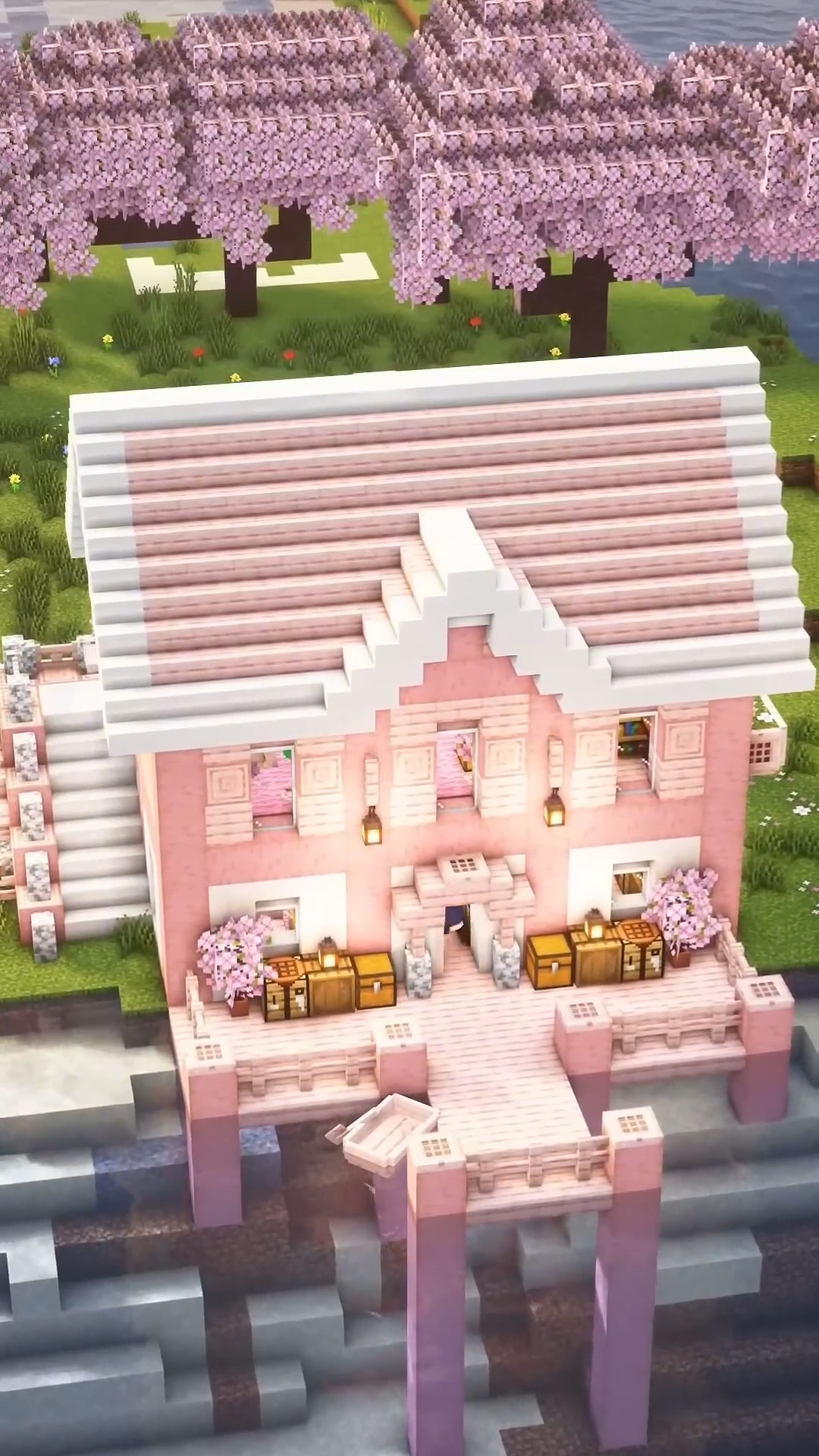 This cherry house brings new style to Minecraft