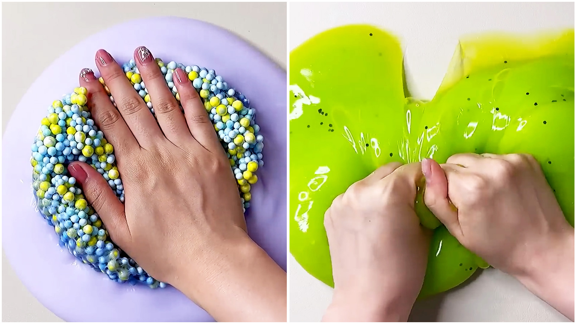 Satisfying slime texture mixing and stretching