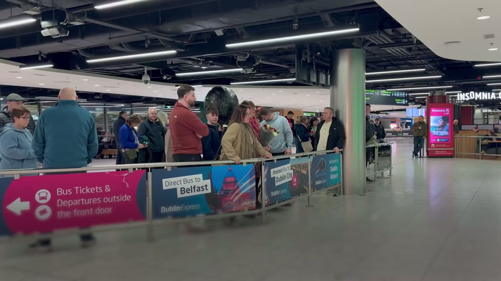 Passengers arrive at Dublin Airport as chartered flight lands