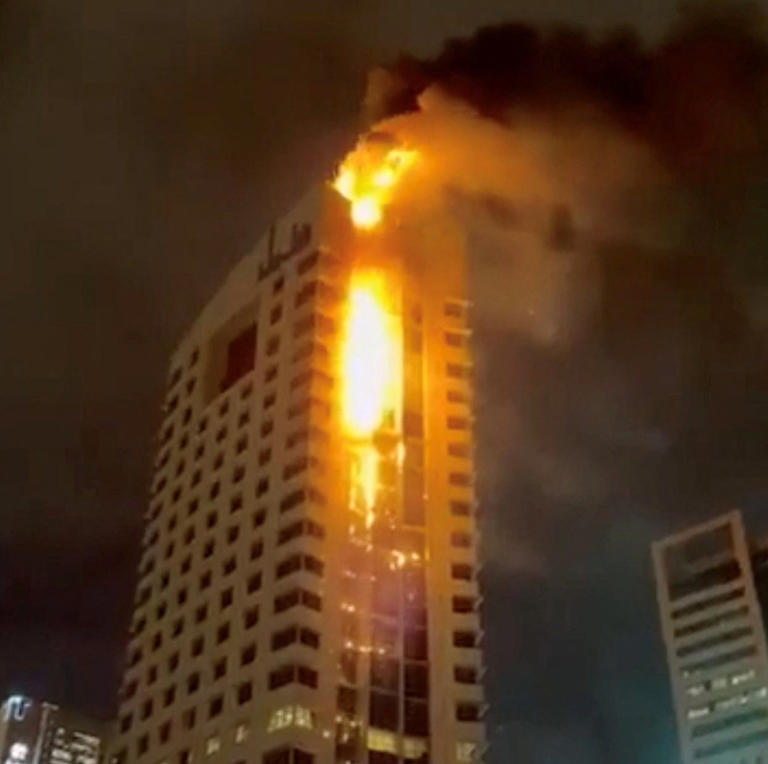 Enormous fire rips through Kuwait skyscraper after drone bombardment