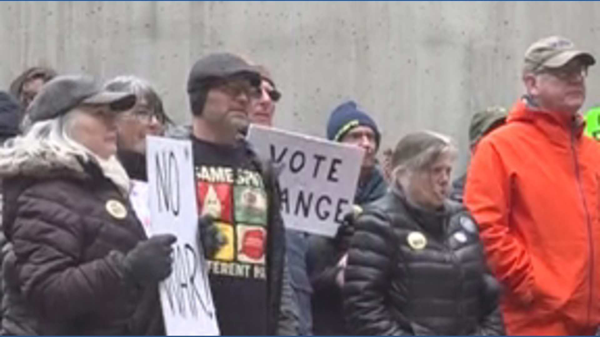 Graham Platner Others Protest Iran Military Action Outside Sen Susan
