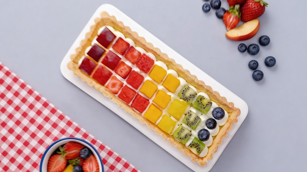Colorful fruit grid tart