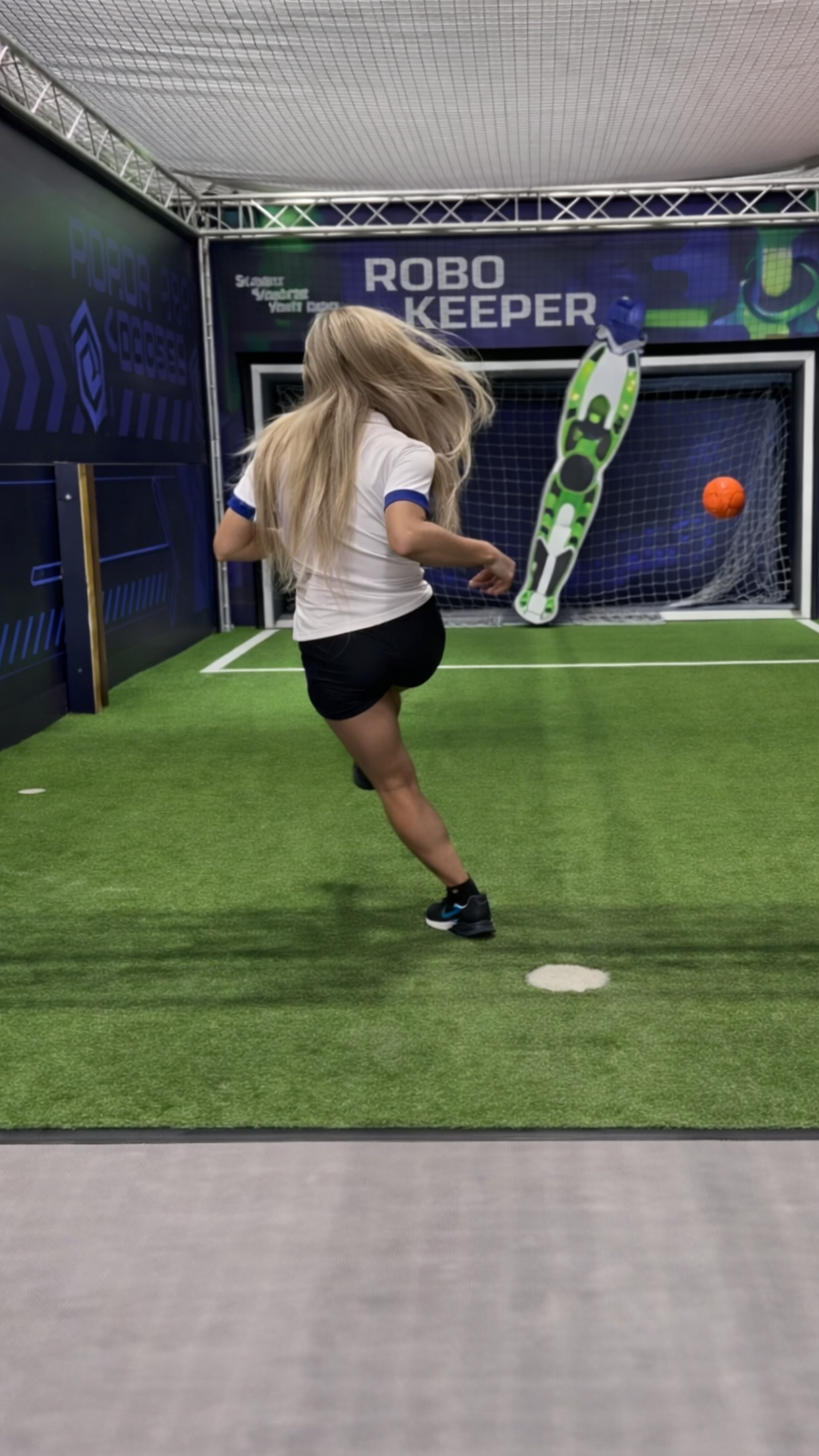 Impressive football shot gets past the goalkeeper