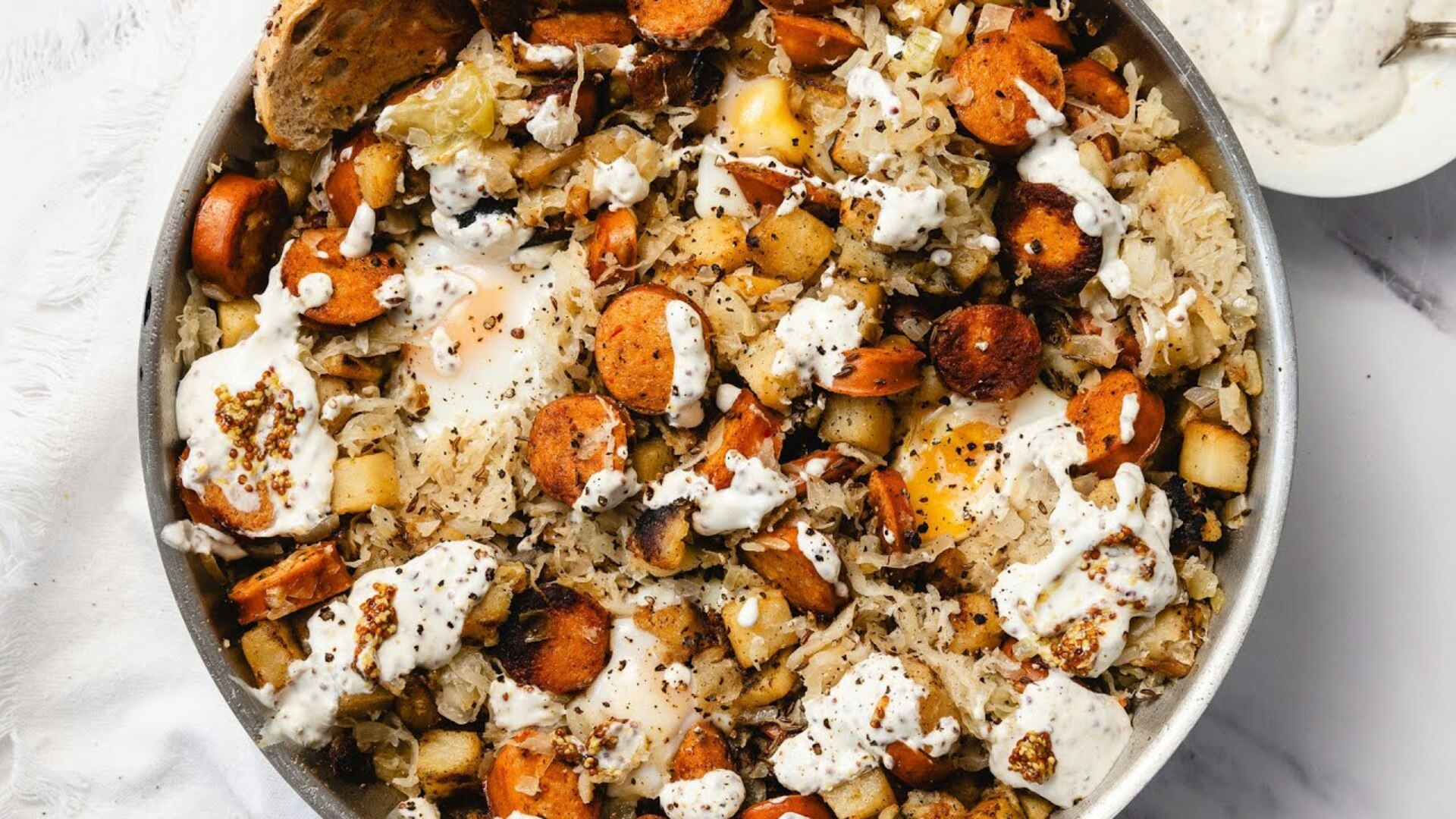 Smoked sausage and sauerkraut skillet recipe