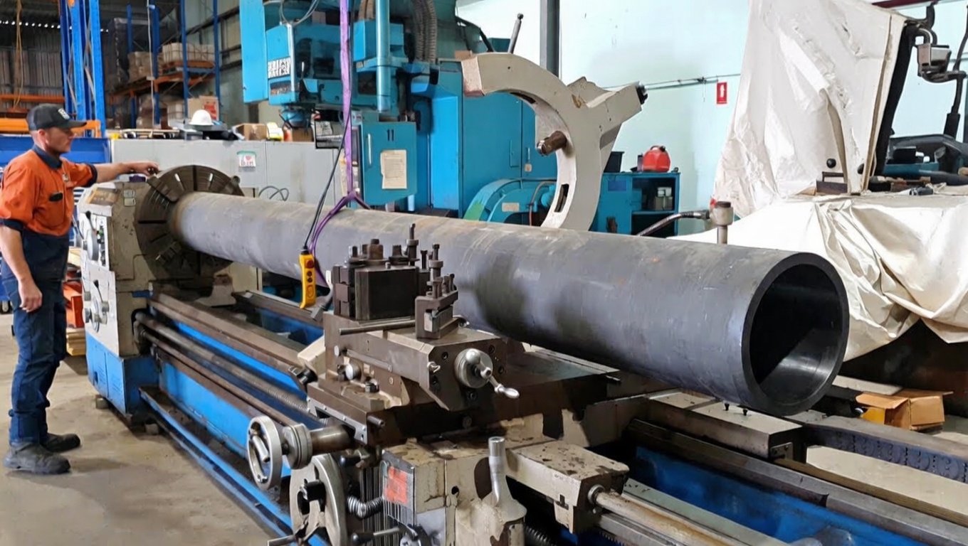 We used the big lathe for this machining job