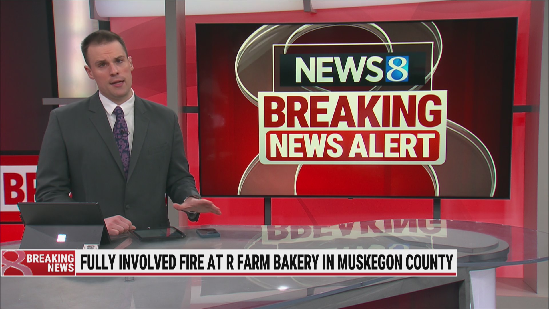 Fully involved fire at R Farm in Muskegon County