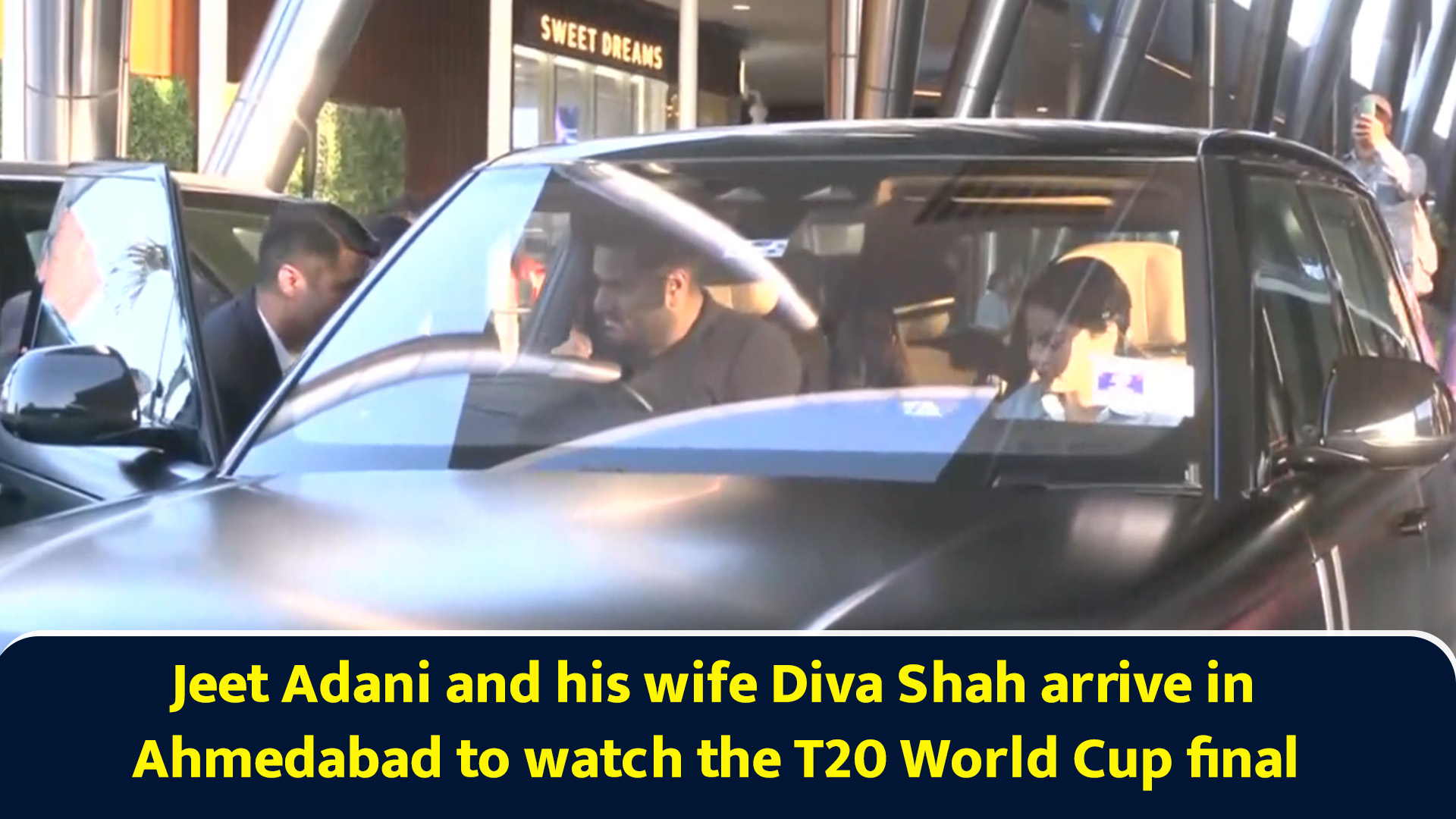 Jeet Adani and his wife Diva Shah arrive in Ahmedabad to watch the T20 ...