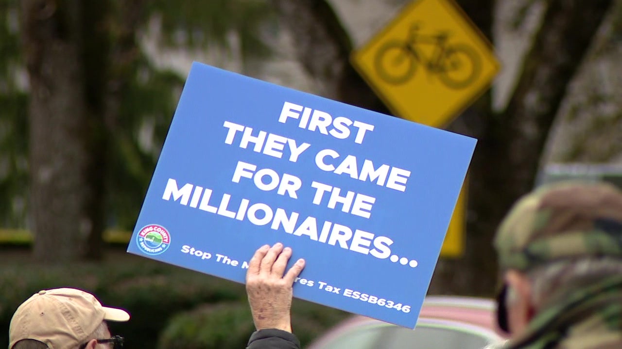 Dozens rally against WA 'millionaires tax' bill in Olympia
