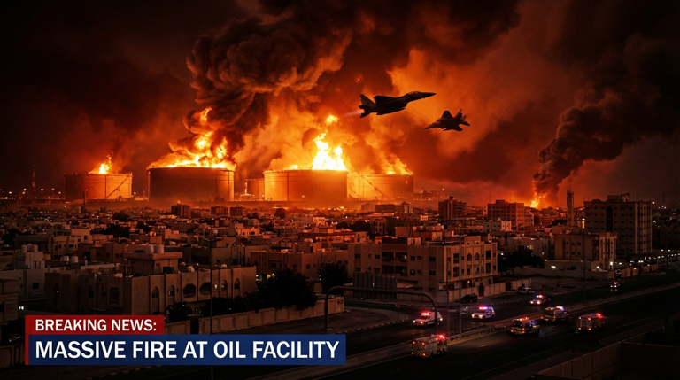 Tehran skyline engulfed in flames as Israel strikes oil facilities ...