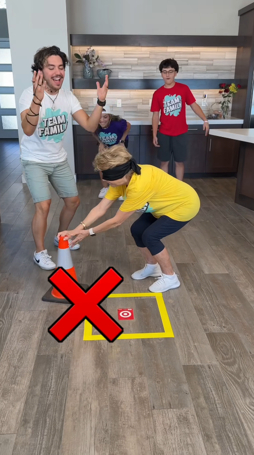 Blindfolded cone challenge chaos