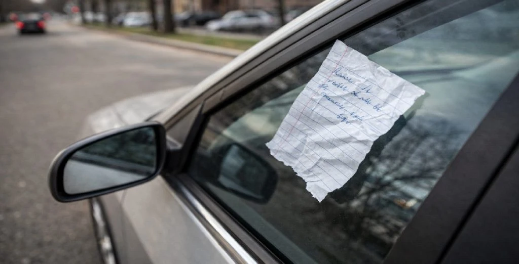 Ser du et stykke papir på bilen? Det kan være et trick fra tyve