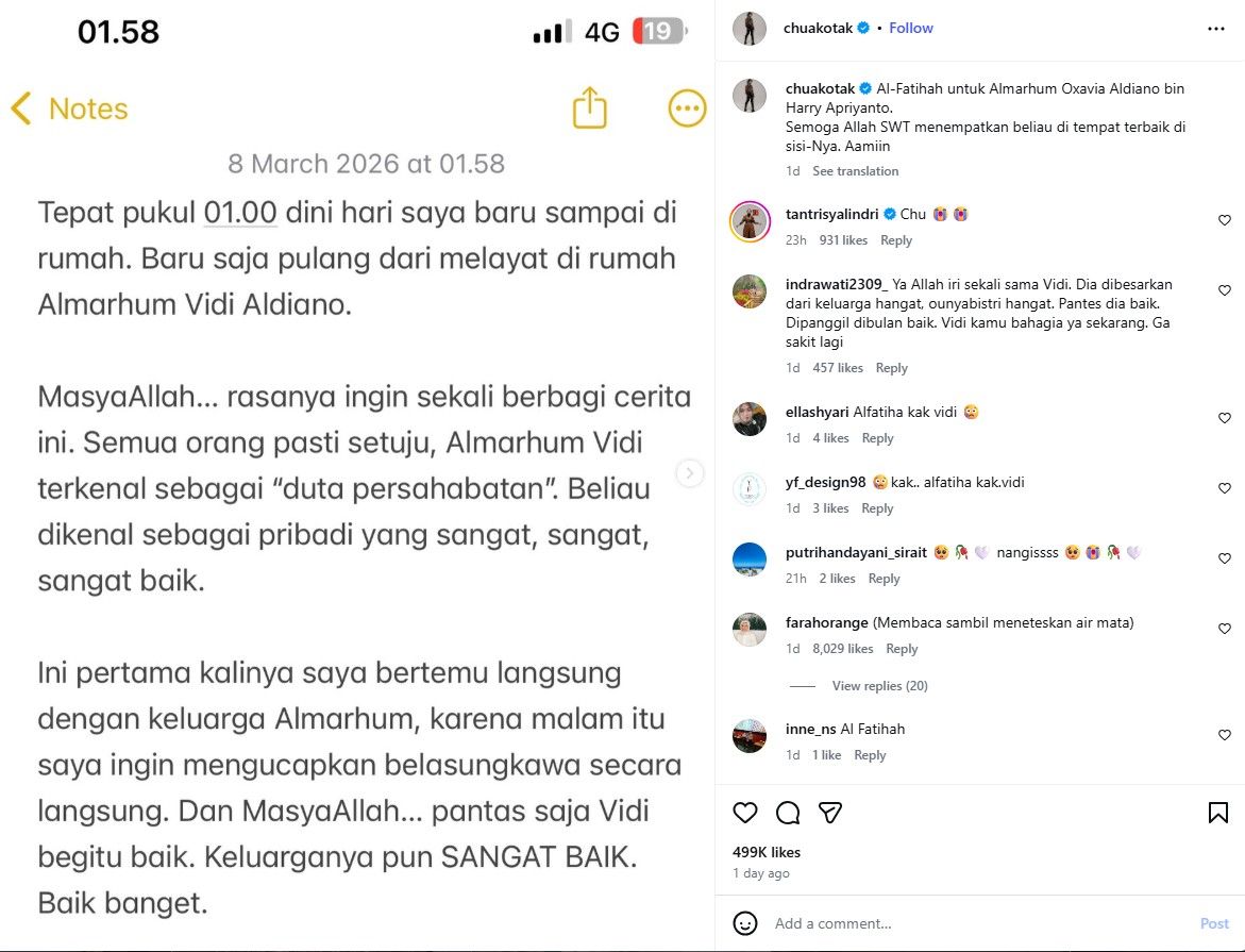 Chua Kotak heran dengan perlakuan ibu dan ayah Vidi Aldiano setelah ...