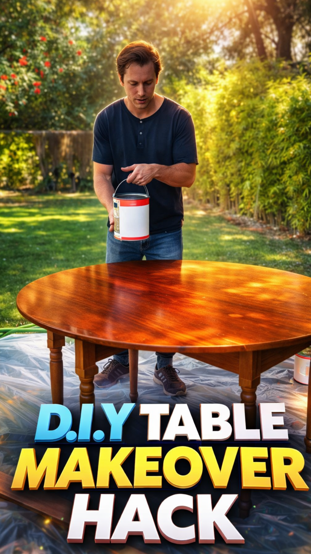Table makeover using a yard rake DIY magic