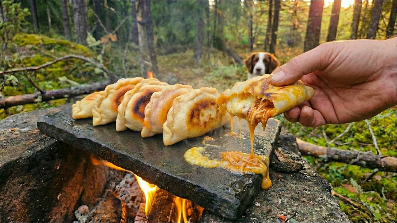 Who needs a pan when a hot rock cooks dumplings like this