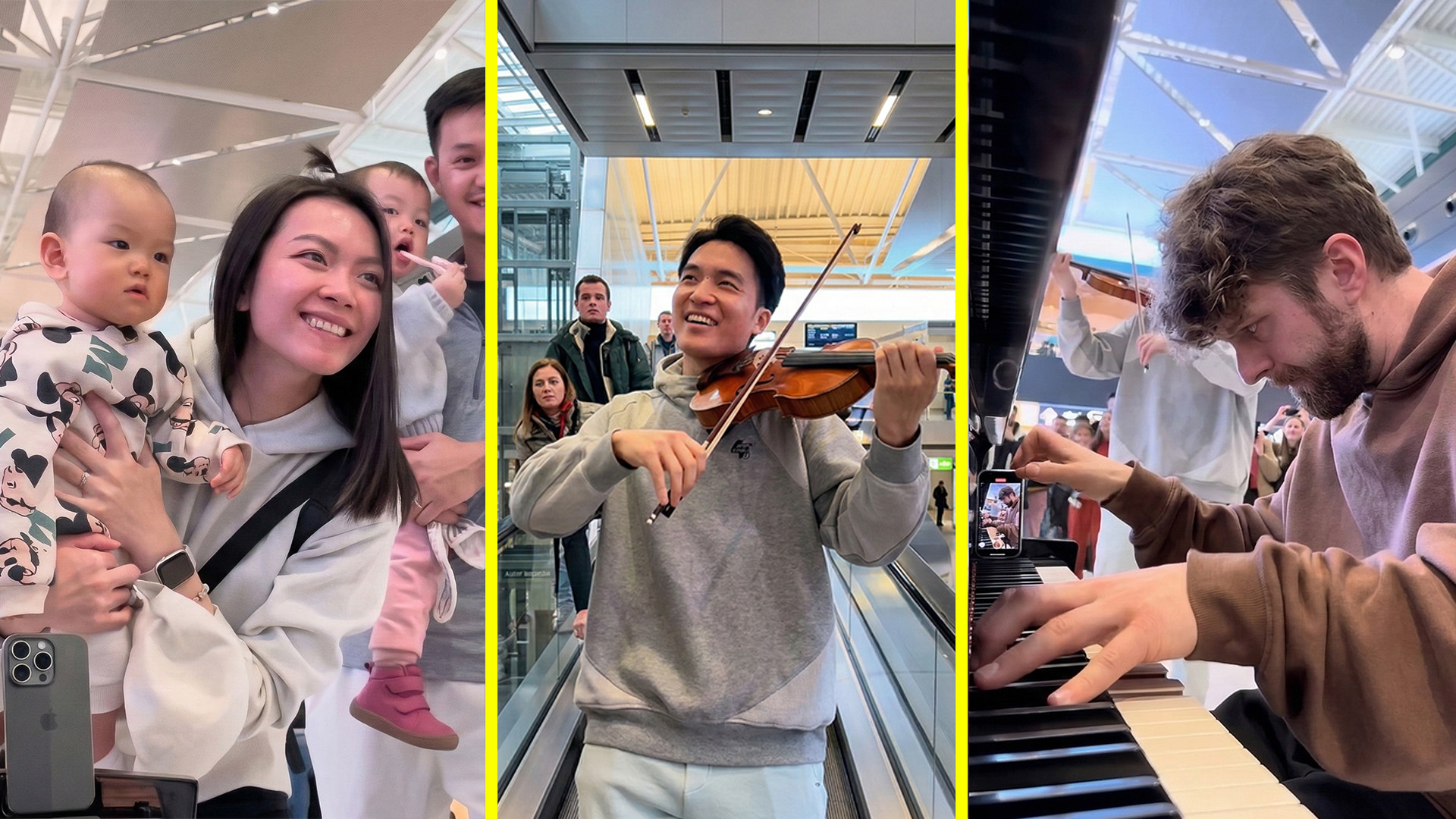 How did this violinist capture the crowd?