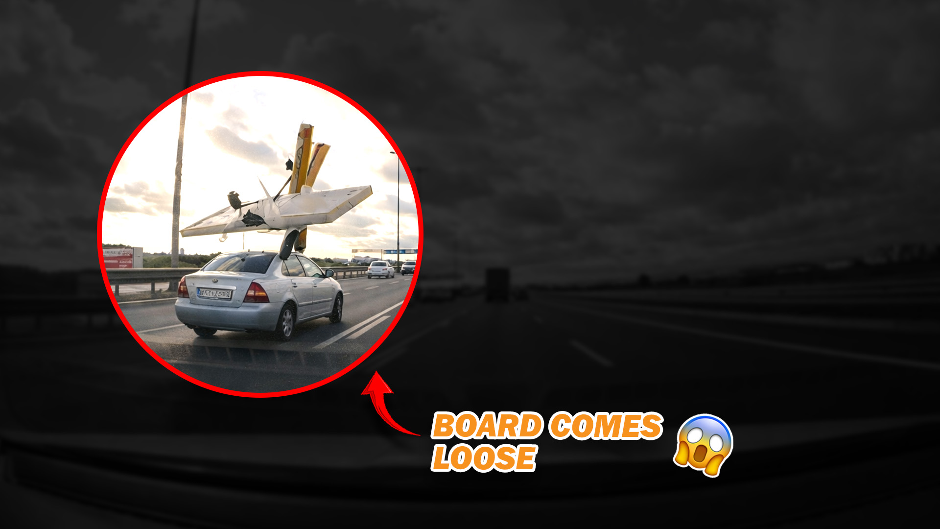Loose object crashes into car on highway caught on cam