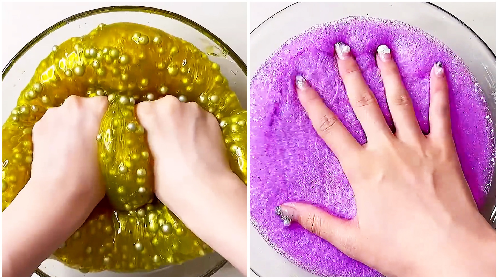 Glossy slime press and colorful texture play