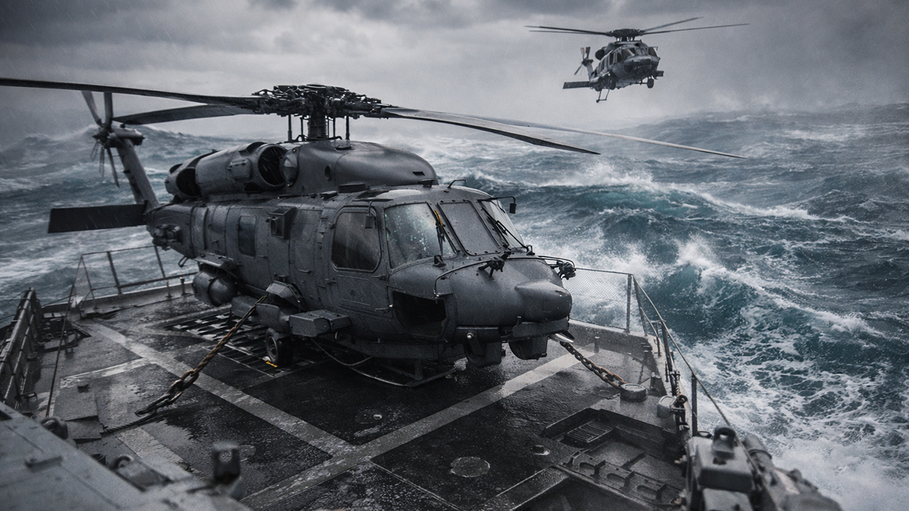 How one tiny warship lands multiple helicopters in a storm