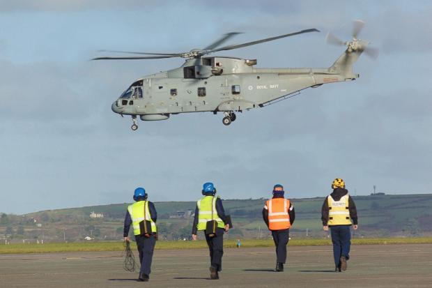 Merlin helicopter from Cornwall on its way to the Middle East