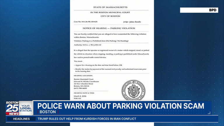 Boston police warning public of parking violation scam