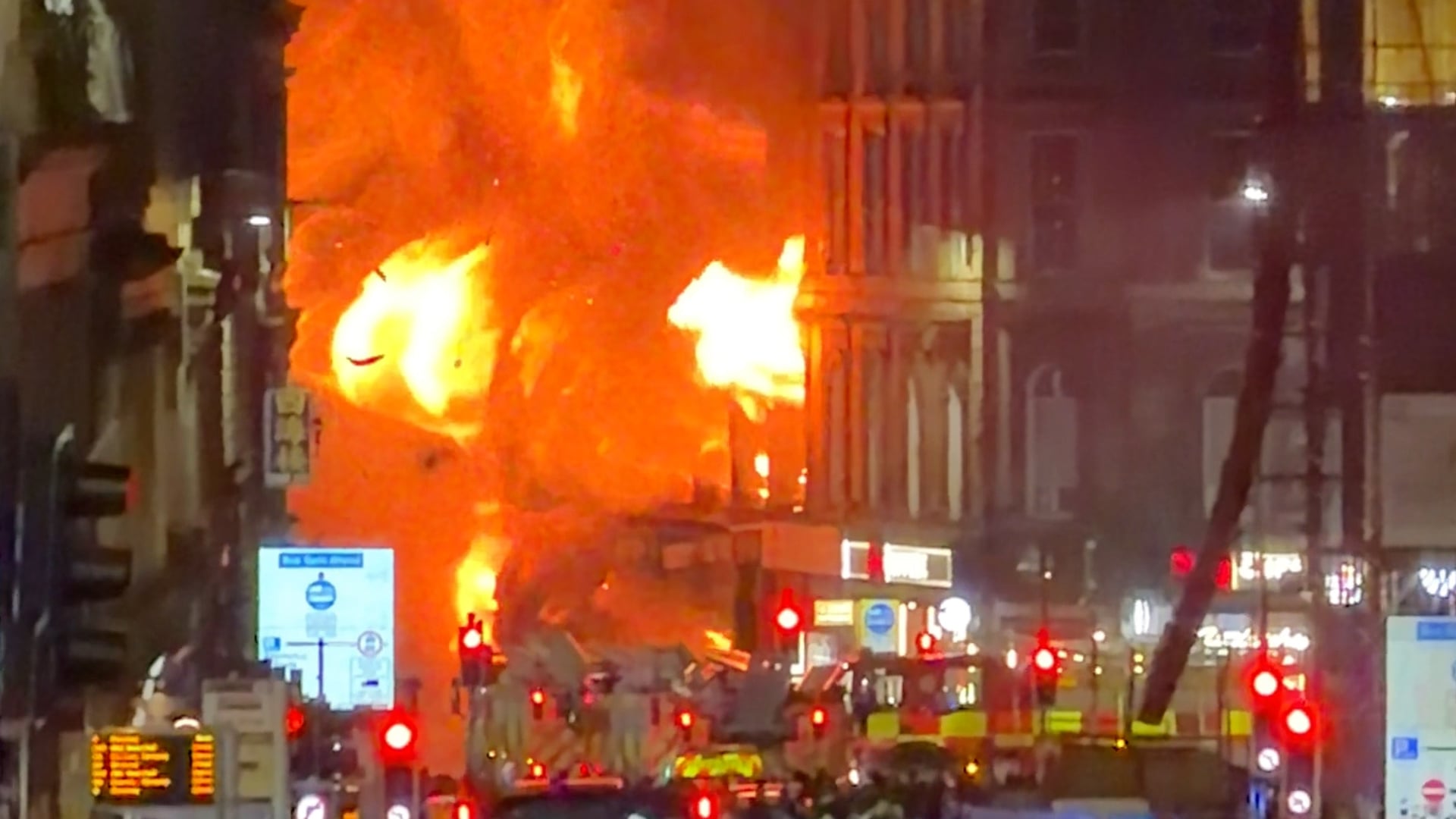 Moment building explodes and collapses after Glasgow vape shop fire