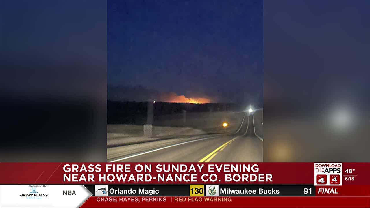 Grass fire near Howard-Nance County border on Sunday evening