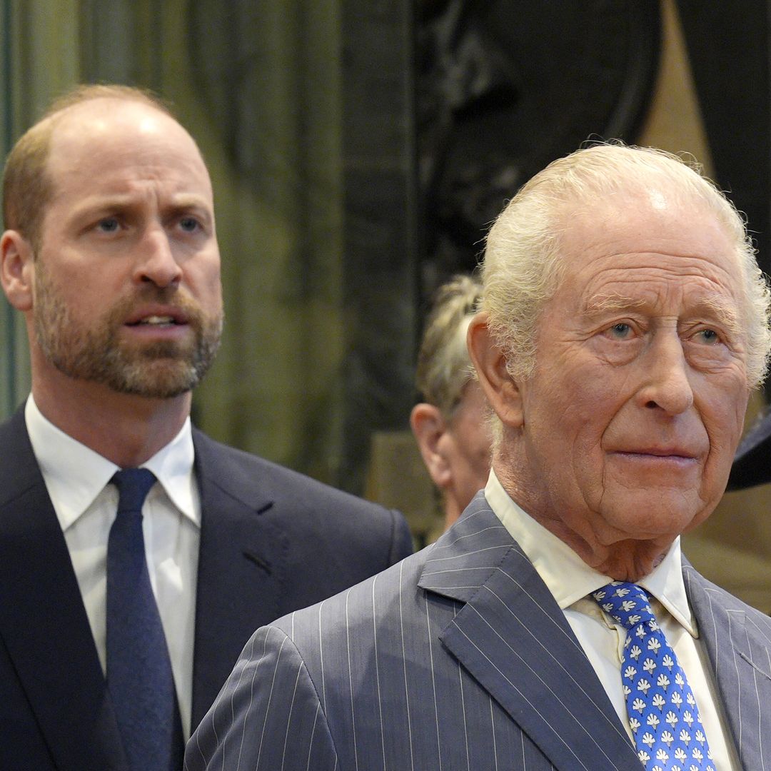 Prince William greets King Charles with a kiss on the cheek during ...